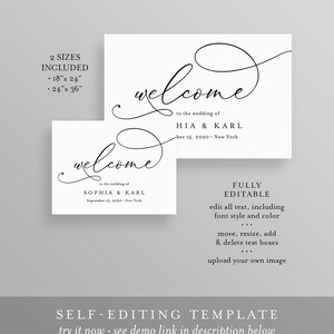 Calligraphy Welcome Sign, Printable Minimalist Wedding or Bridal Shower ...