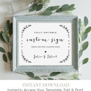 Custom Wedding Sign Template, Printable, Fully Editable, Create ...