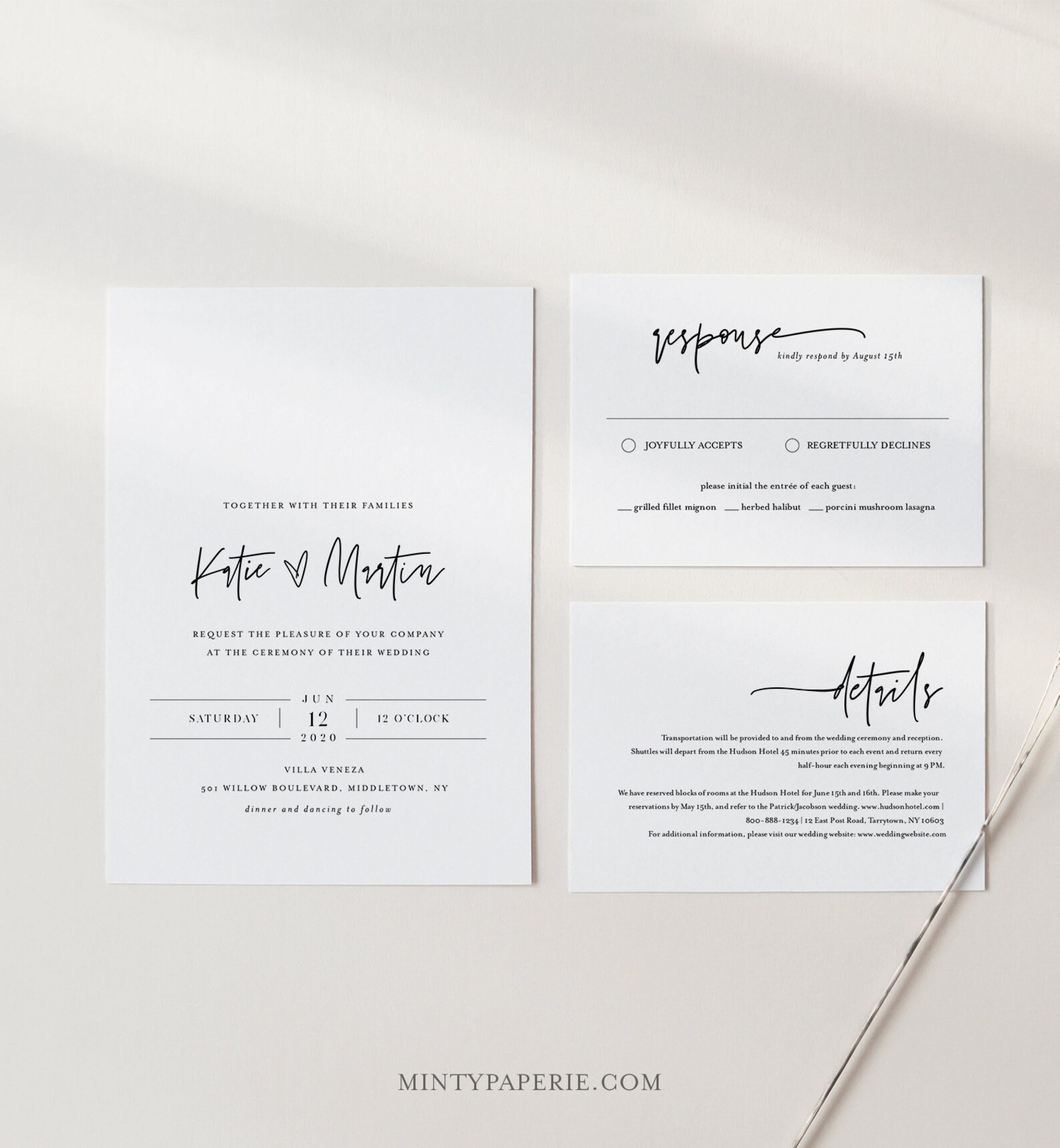 Minimalist Wedding Invitation Set, Simple, Modern, Basic Wedding Invite ...