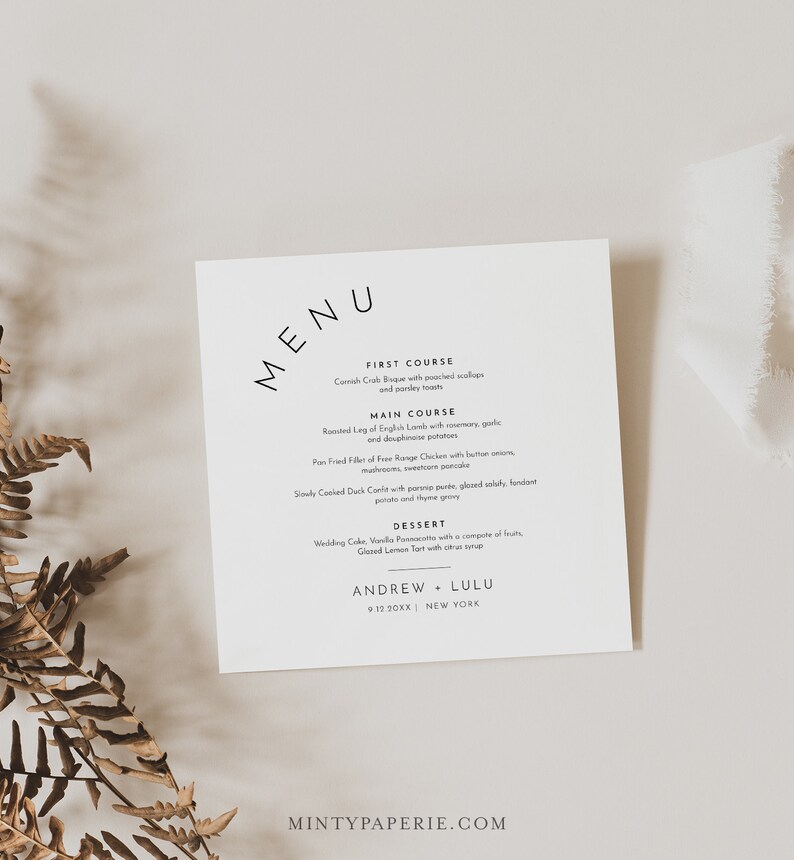 Minimalist Round Menu Template Printable Modern & Simple - Etsy