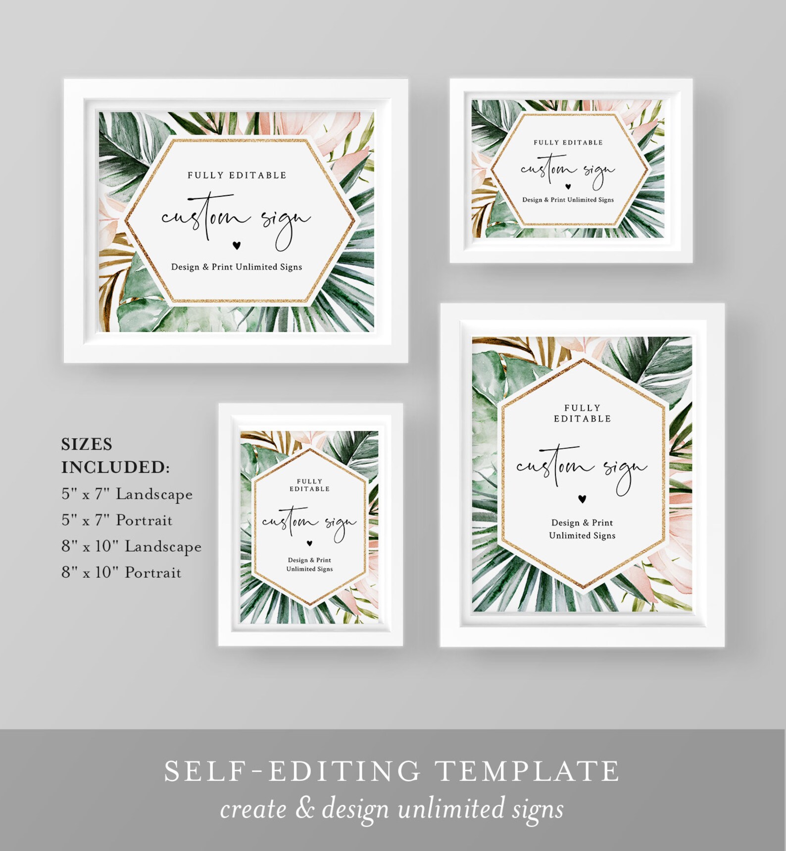 Tropical Custom Sign Template Wedding or Bridal Shower Table | Etsy