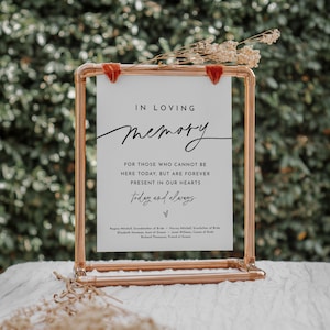 In Loving Memory Sign, Minimalist Wedding Memorial Table, Modern Script ...