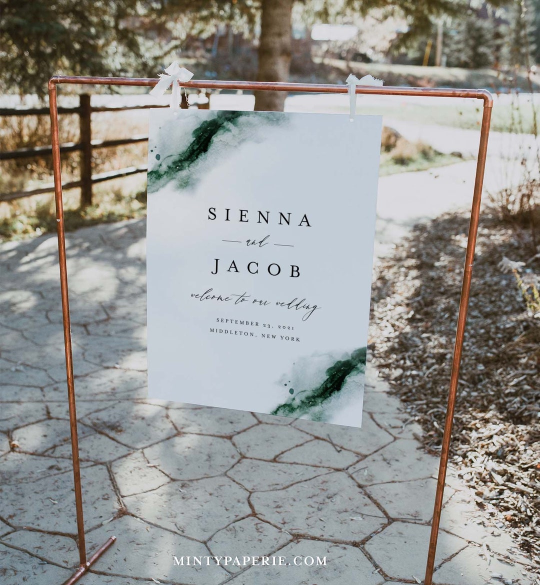 Watercolor Welcome Sign, Printable Minimalist Wedding or Bridal Shower ...