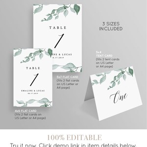 Table Card Template, Wedding Table Number Printable, Watercolor ...