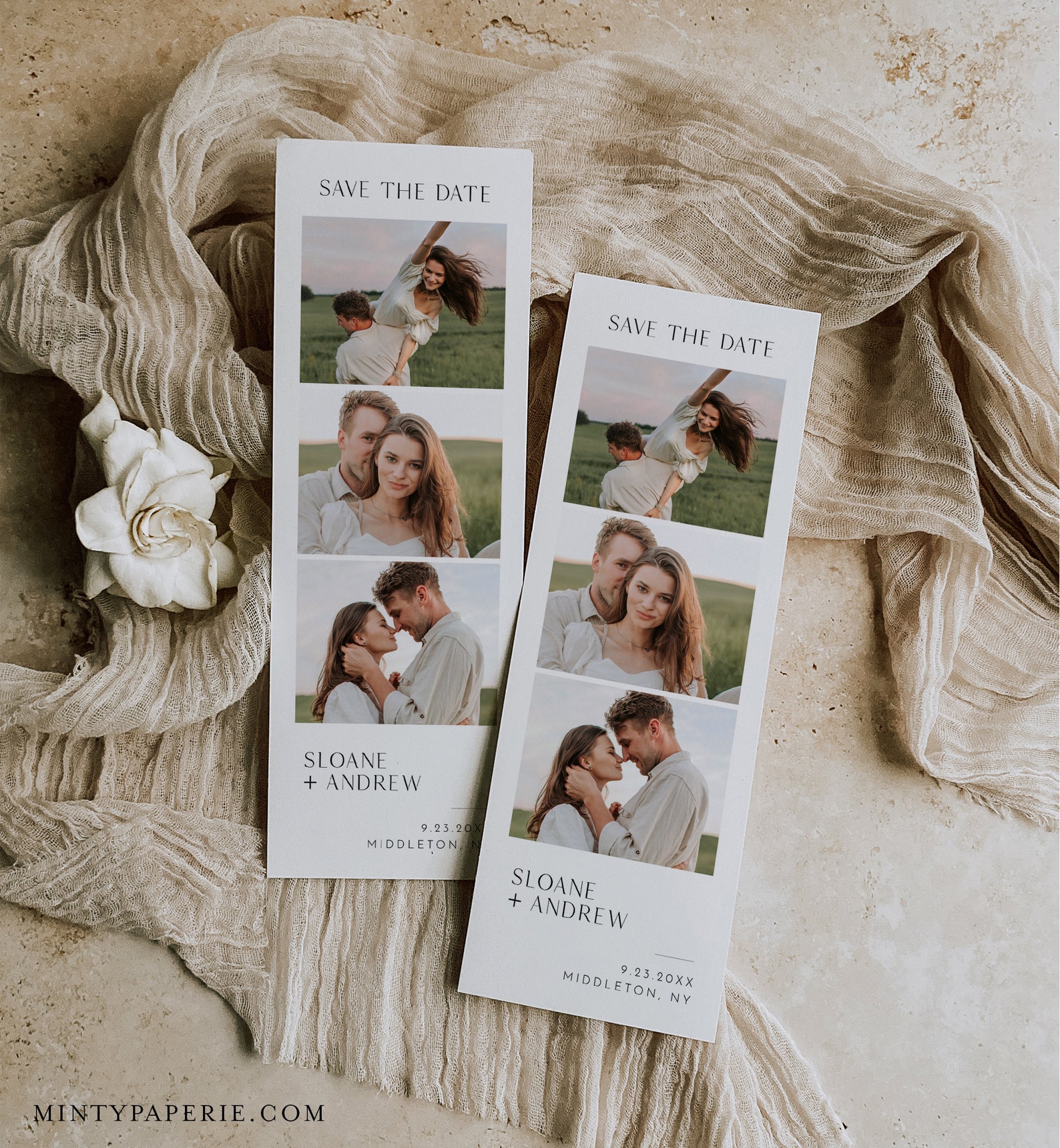 Photo Strip Save the Date, Photo Booth Wedding Date Card, Editable ...