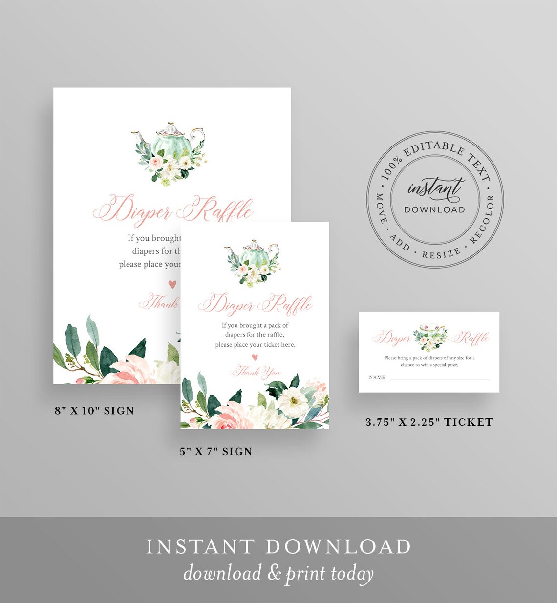 Diaper Raffle Printable Baby Shower Diaper Raffle Insert and - Etsy