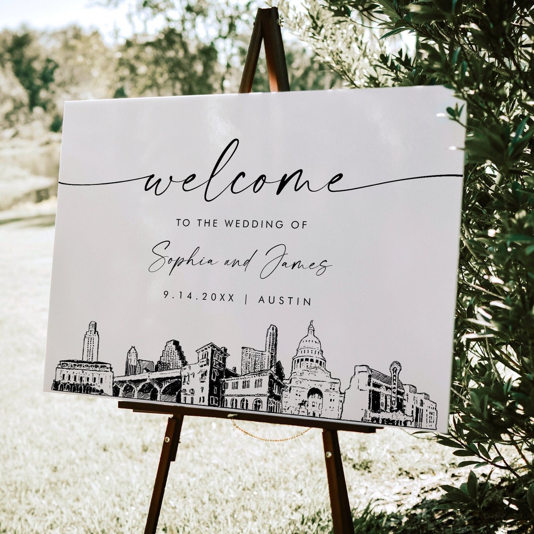 Austin Texas Welcome Sign, City Skyline Wedding Sign, Printable Instant ...