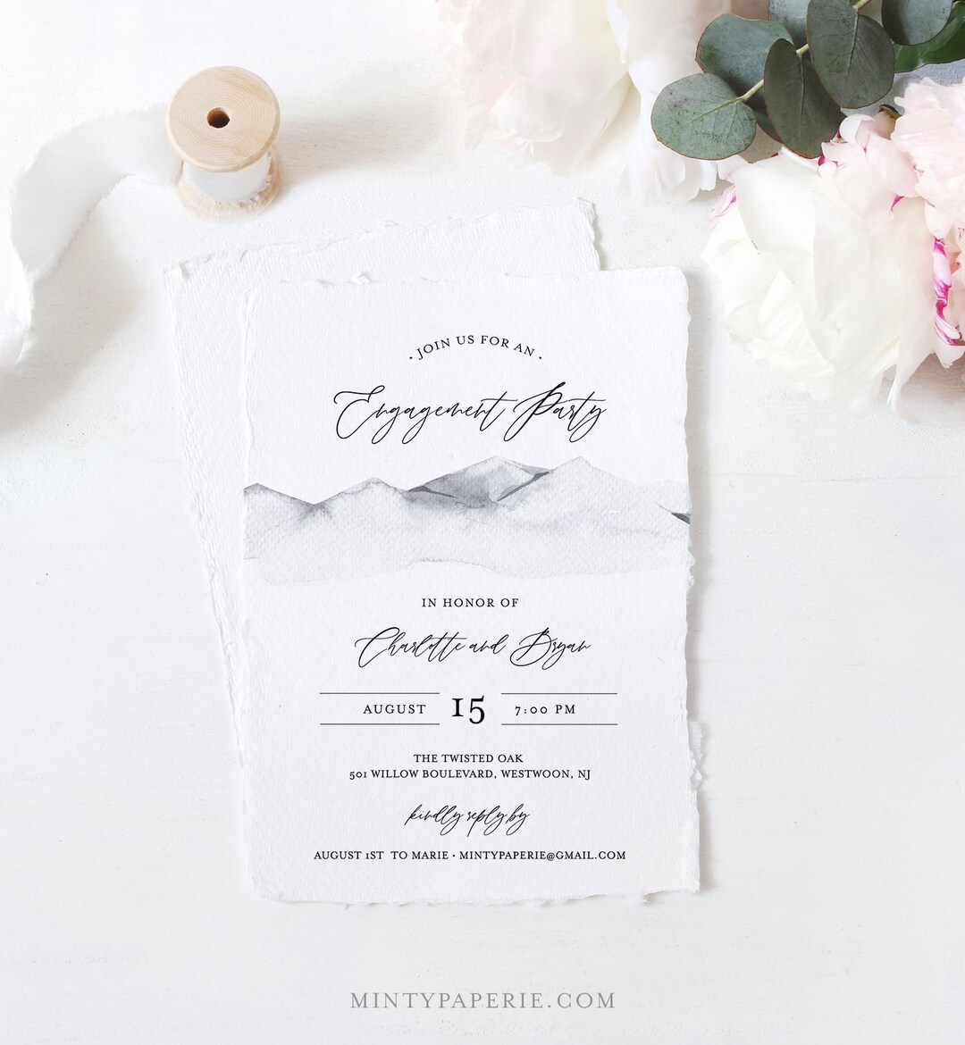 Engagement Party Invitation, Rustic Mountain, INSTANT DOWNLOAD, Self ...