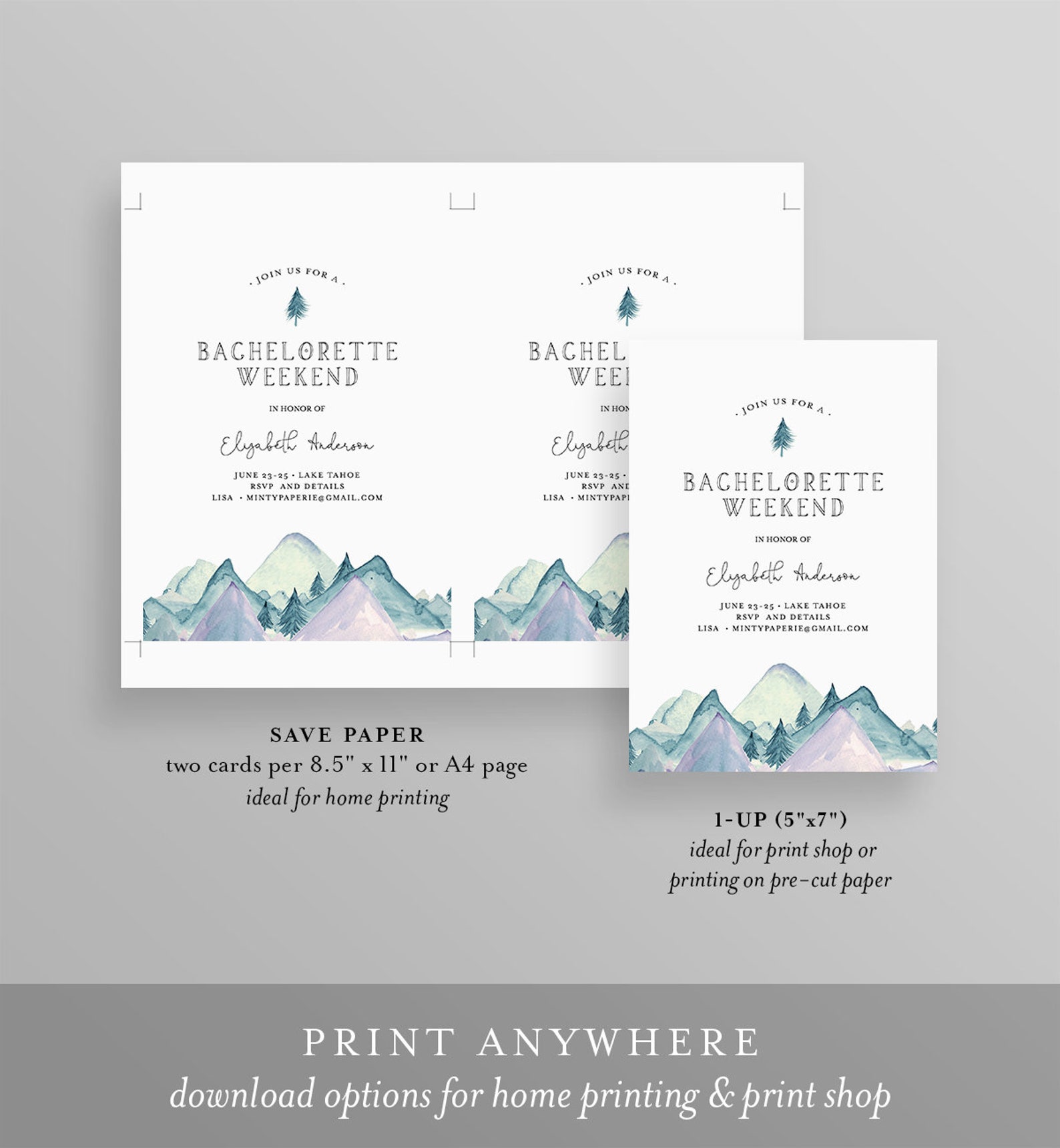 Mountain Retreat Bachelorette Weekend Invitation & Itinerary - Etsy