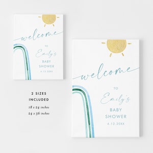 Boho Rainbow Welcome Sign Template, Printable Birthday, Baby Shower ...