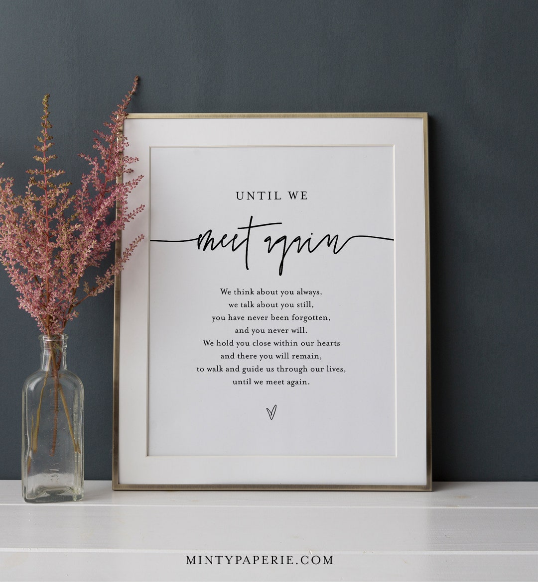 In Loving Memory Sign, Until We Meet Again Poem, Wedding Memorial Table ...