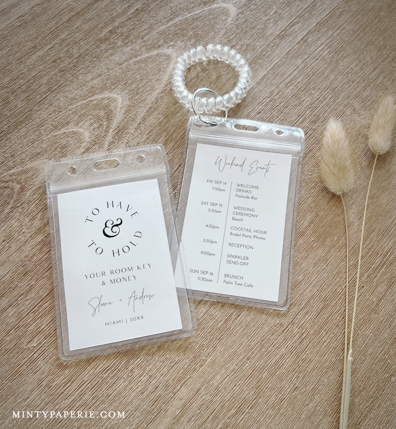 Wedding Room Key Card Tag Template, Itinerary, Agenda, Printable Modern ...