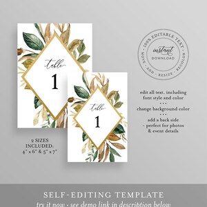 Table Number Card, Printable Wedding Table Number, Fall Foliage ...