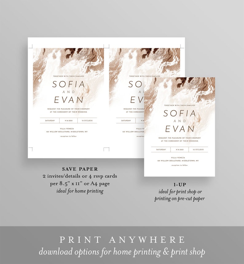 Agate Wedding Invitation Set Earthy Bronze Gold Geode Wedding - Etsy