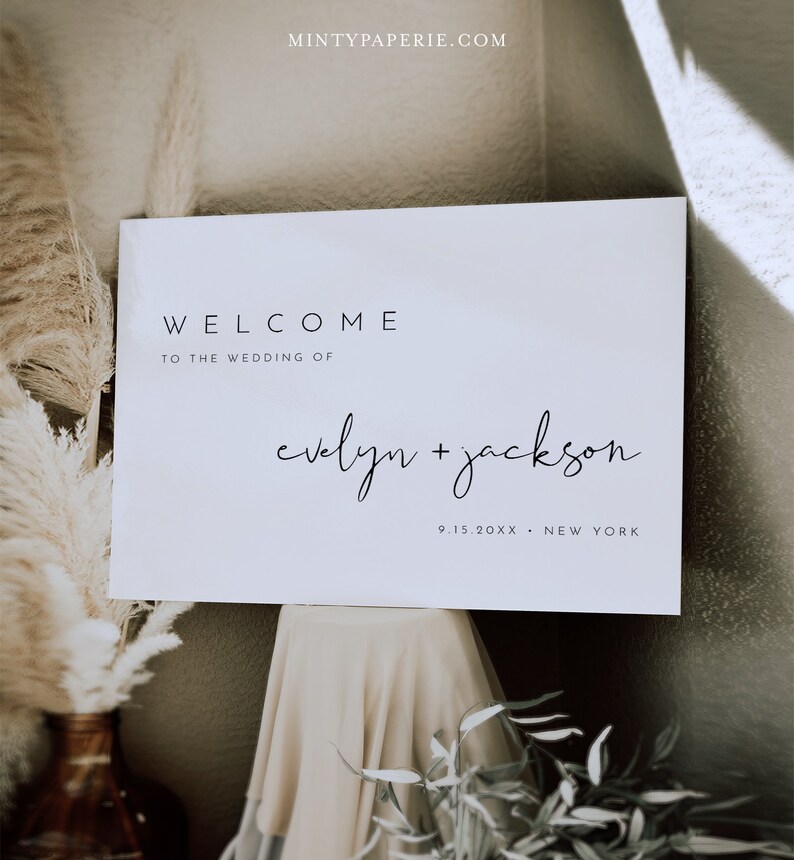 Modern Welcome Sign Printable Minimalist Wedding or Bridal - Etsy