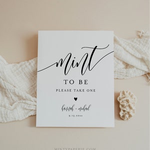 Mint to Be Sign, Wedding Favors Sign, Mint Favor, Bridal Shower Favor ...