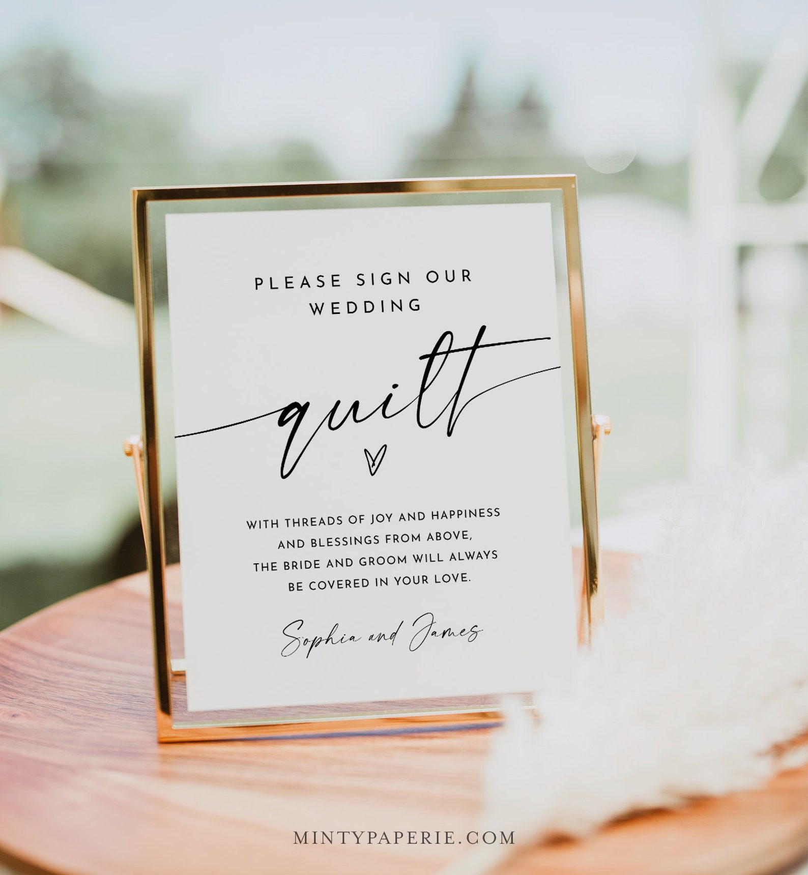 Quilt Guest Book Sign, Sign Our Wedding Quilt Guestbook, Editable ...