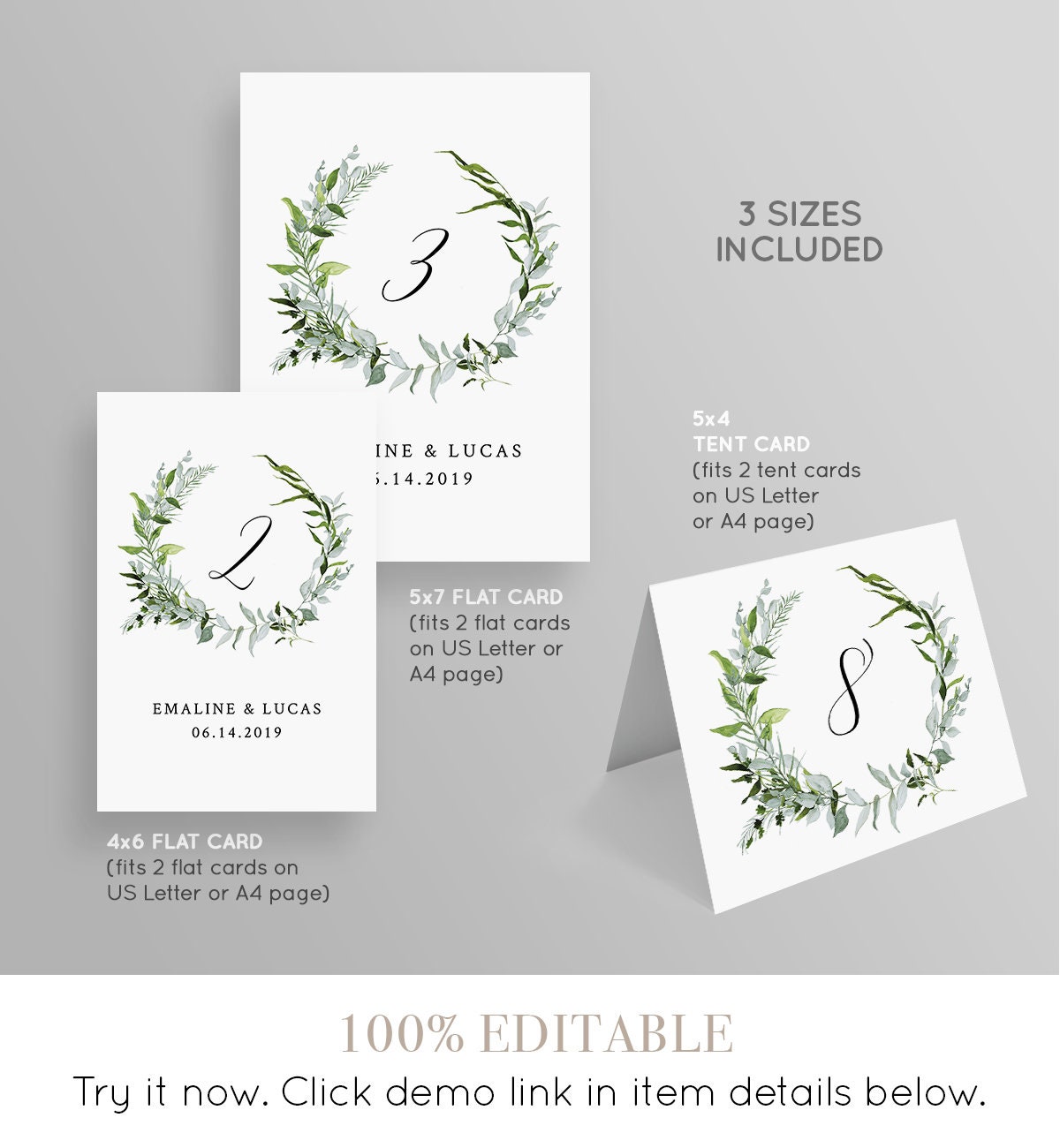Table Number Card Template Printable Wedding Table Cards | Etsy