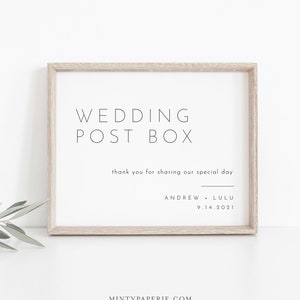 Wedding Post Box Sign, Wedding Card Sign, Minimalist Modern Postbox ...