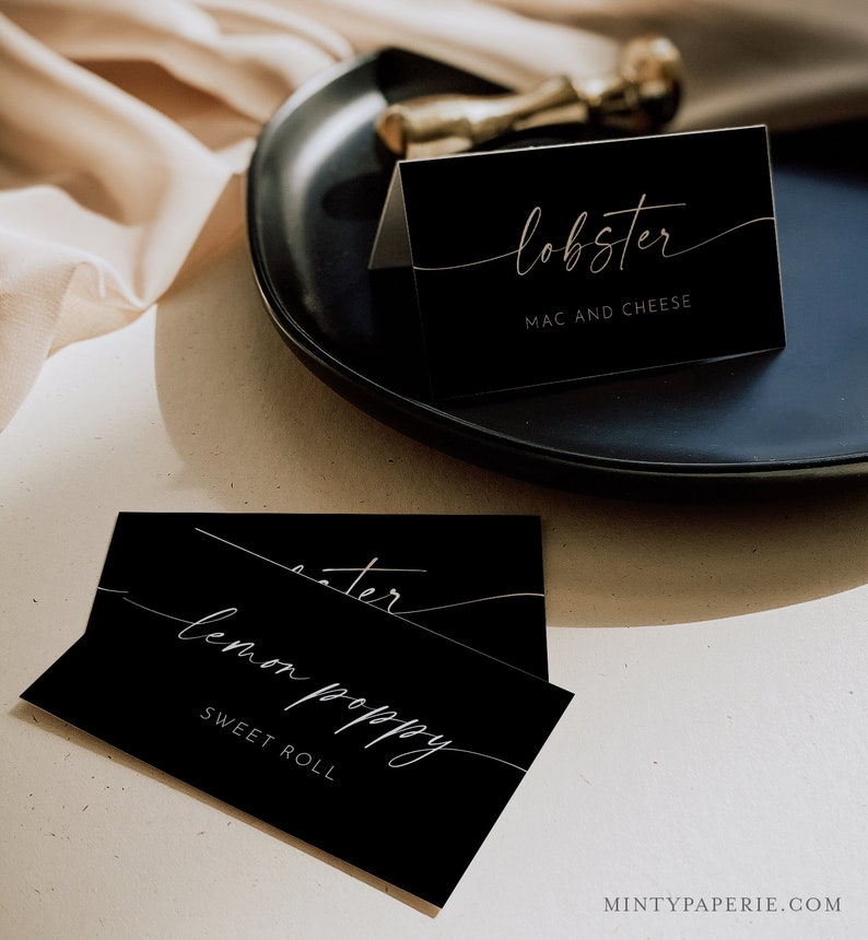 Buffet Card Template Food Label Classic Black Wedding Buffet - Etsy