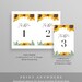 Sunflower Table Number Card Template, Rustic Fall Wedding Table Number ...