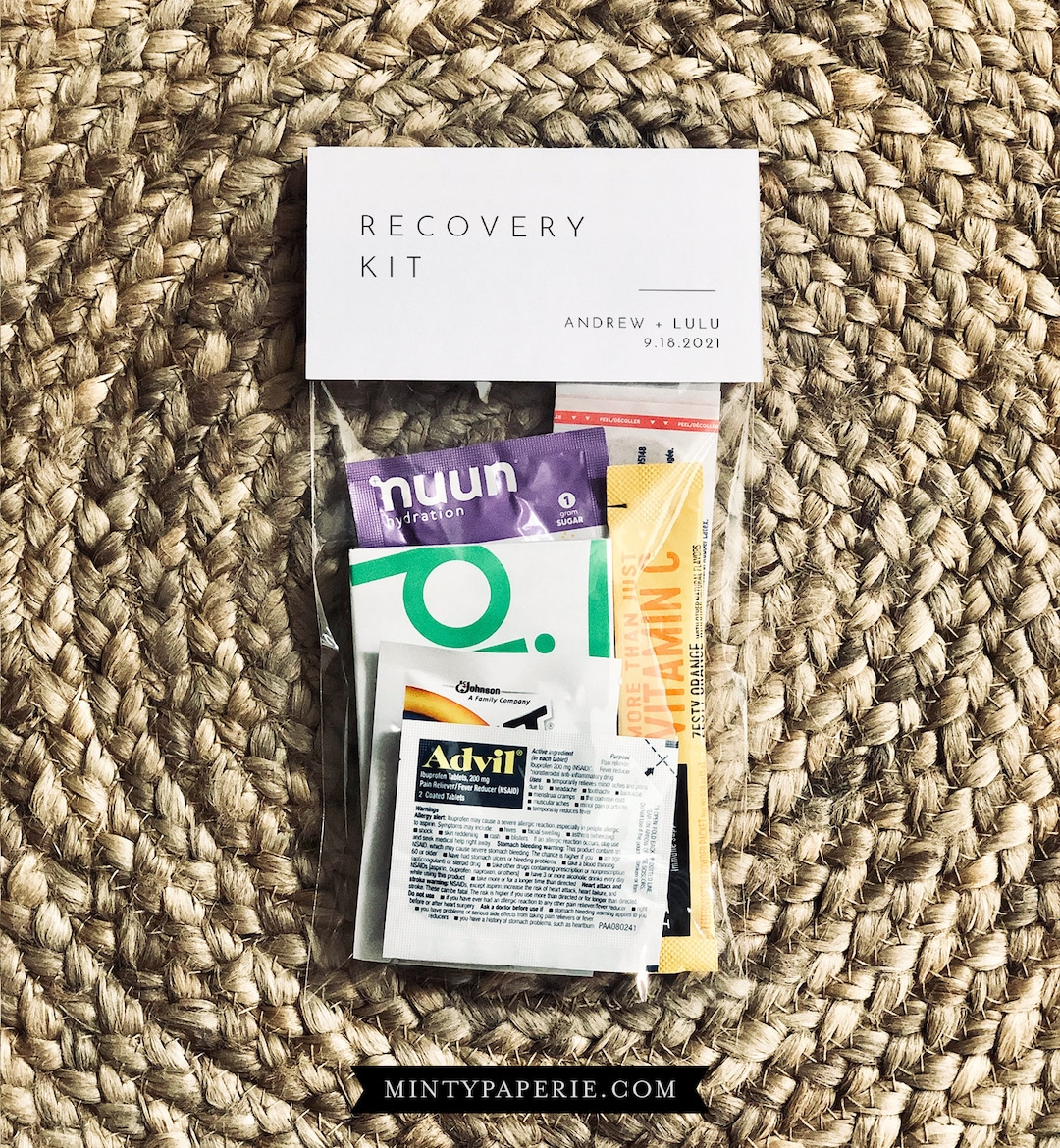 Wedding Recovery Kit Bag Topper Template, Minimalist Hangover Kit Bag ...