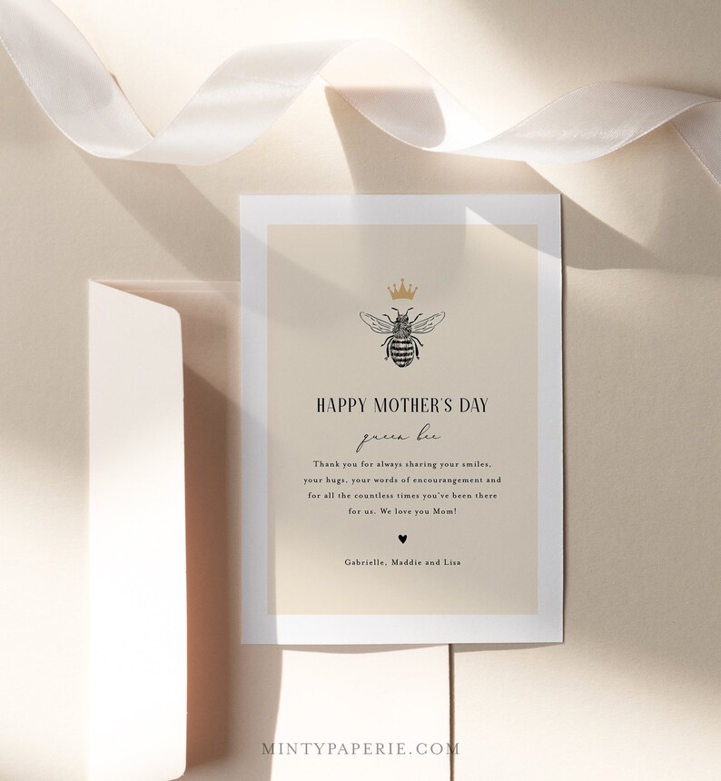 Queen Bee Mother's Day Card Printable Funny Mothers Day | Etsy