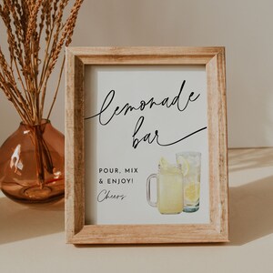 Lemonade Bar Sign, Bridal / Baby Shower Lemonade Sign Template ...