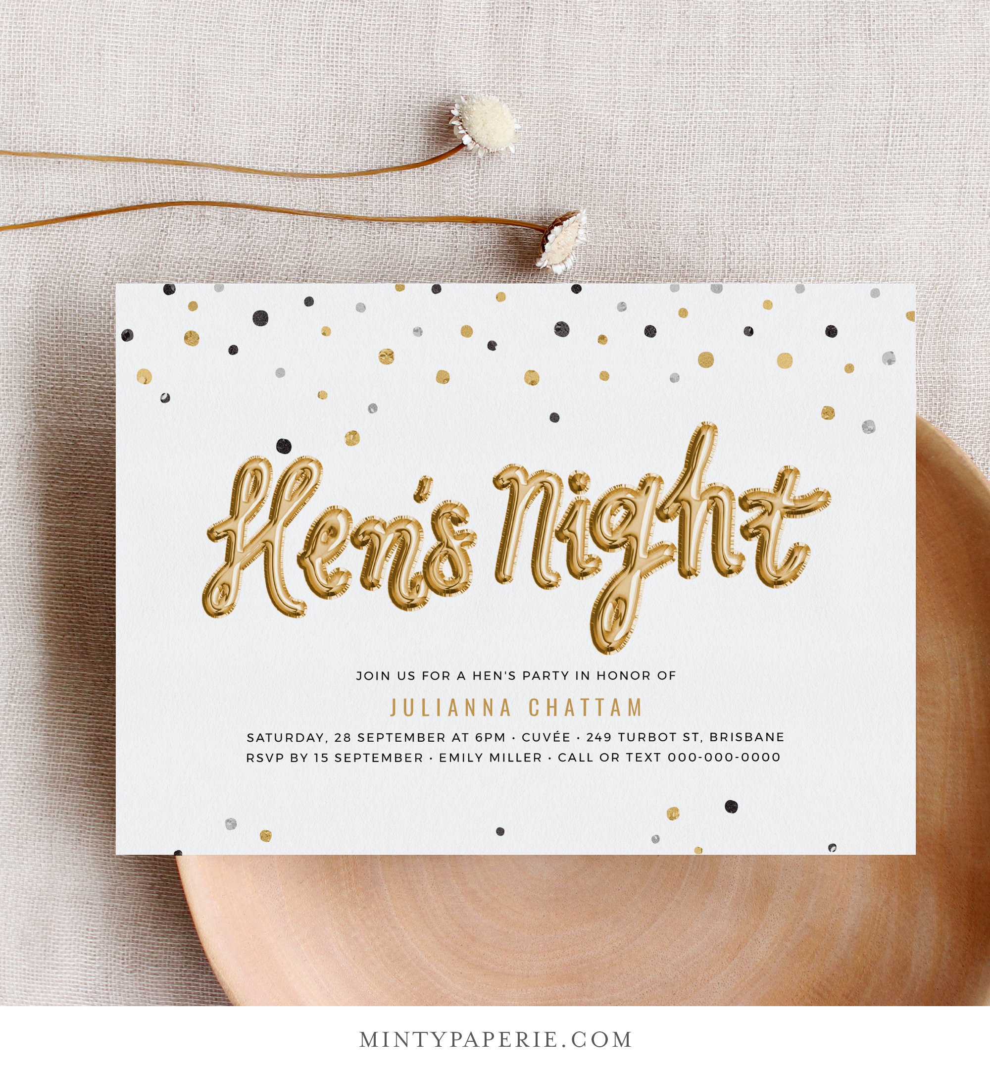 Hen's Party Invitation Template, Editable Bachelorette Party Invite ...