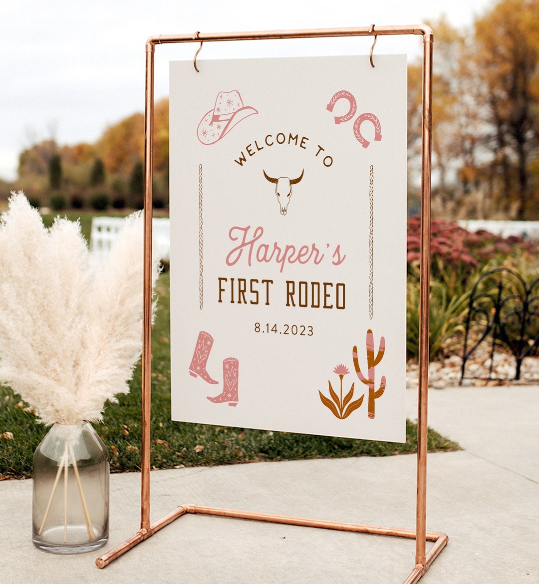 Western Birthday Welcome Sign, Rodeo Cowgirl 1st Birthday Poster ...