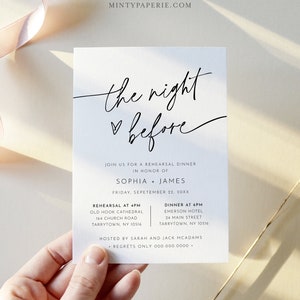 Modern Rehearsal Dinner Invitation Template, Minimalist Rehearsal ...