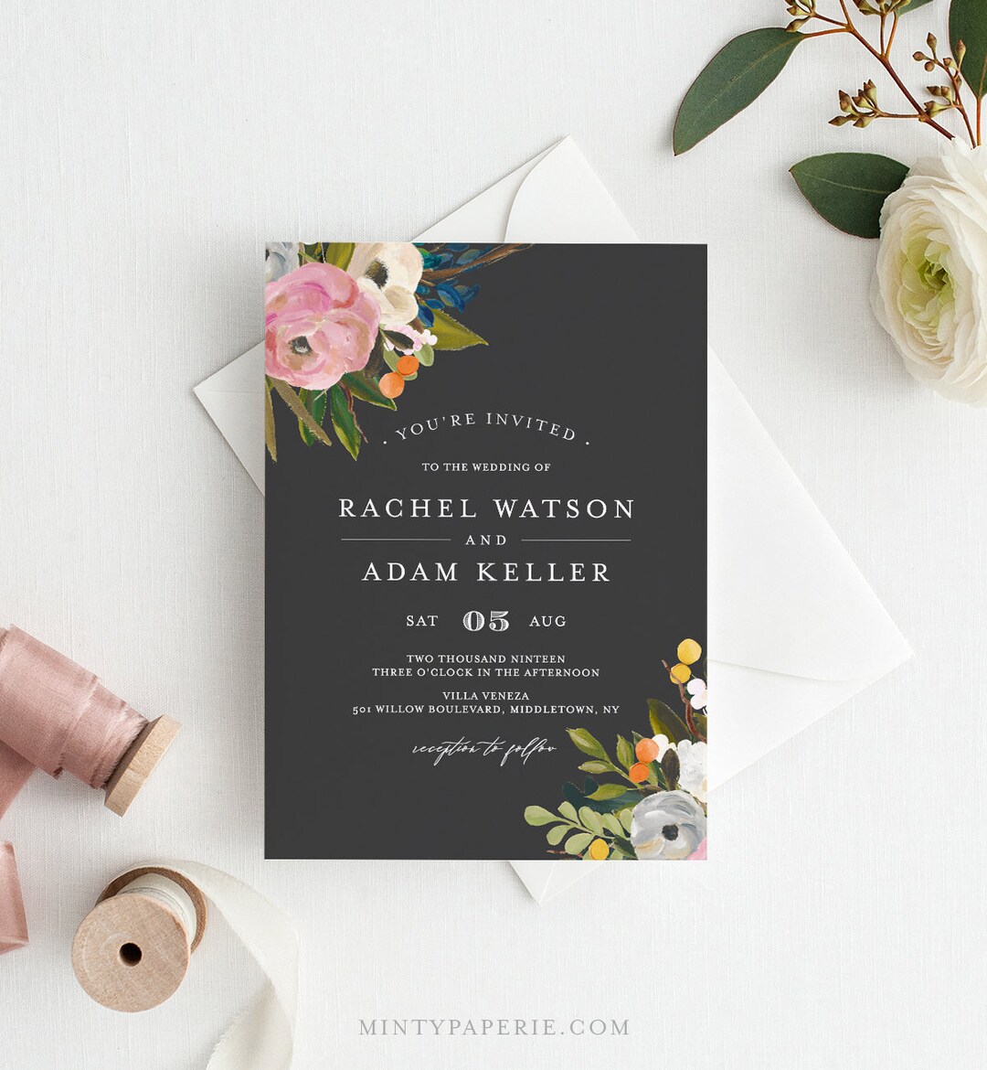 Wedding Invitation Set Template, Instant Download, Printable Fall ...