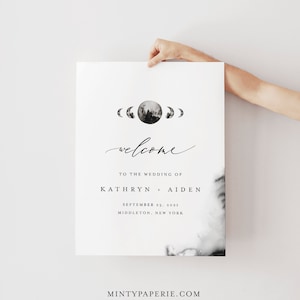 Celestial Moon Wedding Welcome Sign, Printable Minimalist Wedding or ...