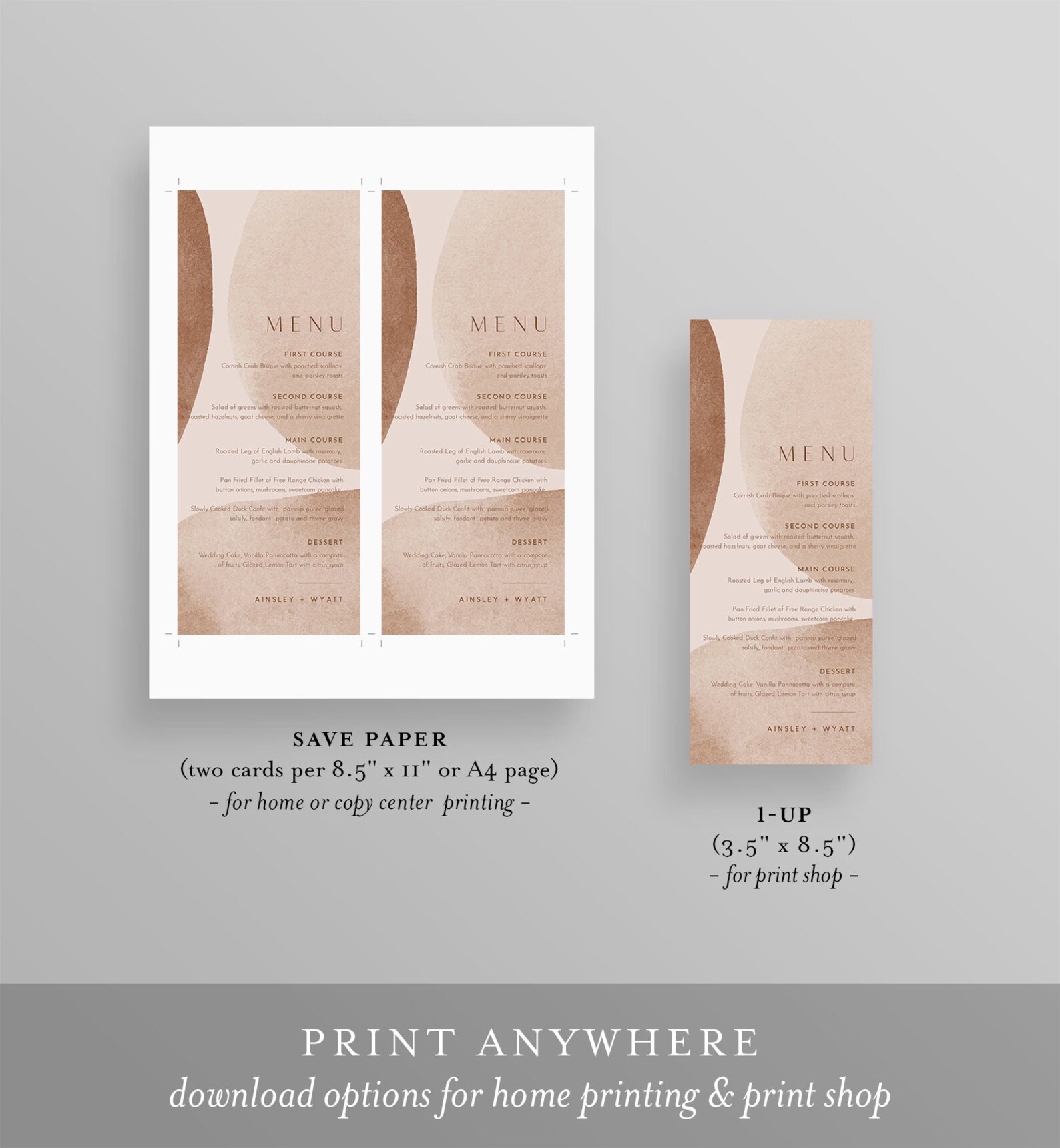 Earthy Menu Template Printable Abstract Art Wedding Dinner - Etsy