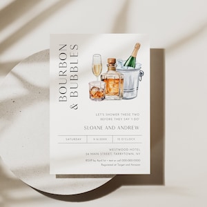 Bourbon and Bubbles Couples Shower Invitation Template, Whiskey and Bubbly Bridal Shower Invite ...