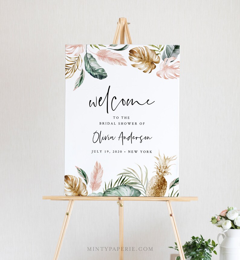 Tropical Welcome Sign, Pineapple Destination Wedding or Baby / Bridal ...