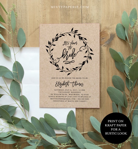Rustic Bridal Shower Invitation Template INSTANT DOWNLOAD | Etsy