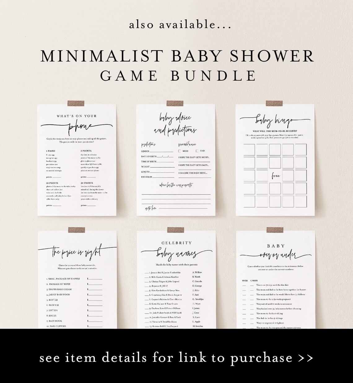 The Price is Right Game Template, Printable Minimalist Baby Shower Game ...