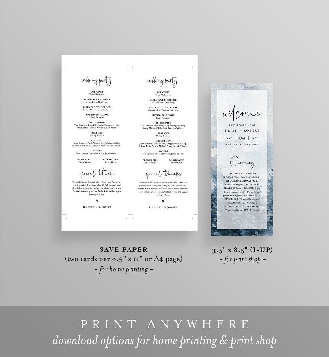 Winter Wedding Program Template Printable Order of Service | Etsy