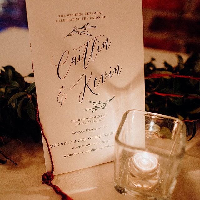 Catholic Wedding Program Template Printable Order Of Service Folded 