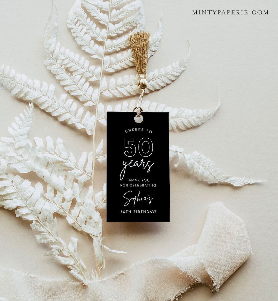 50th Birthday Favor Tag, Modern Birthday Thank You Tag, Over the Hill ...