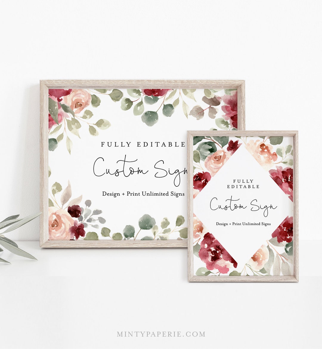 Boho Custom Sign Template, Watercolor Floral Wedding / Bridal Shower ...