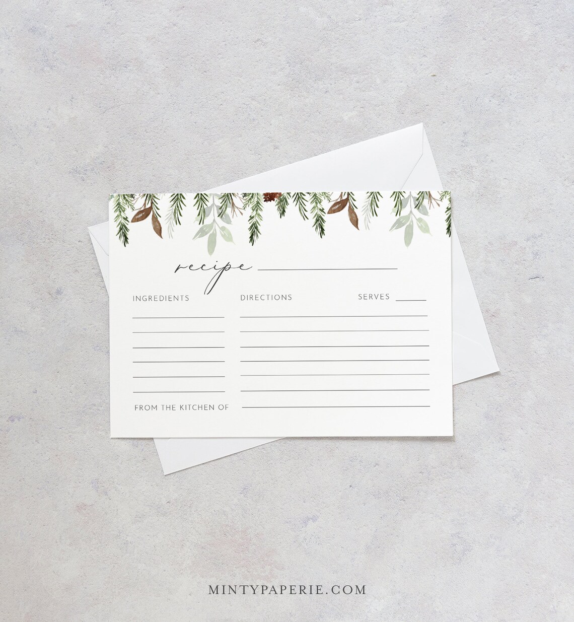 Winter Recipe Card Template Instant Download 100% Editable | Etsy