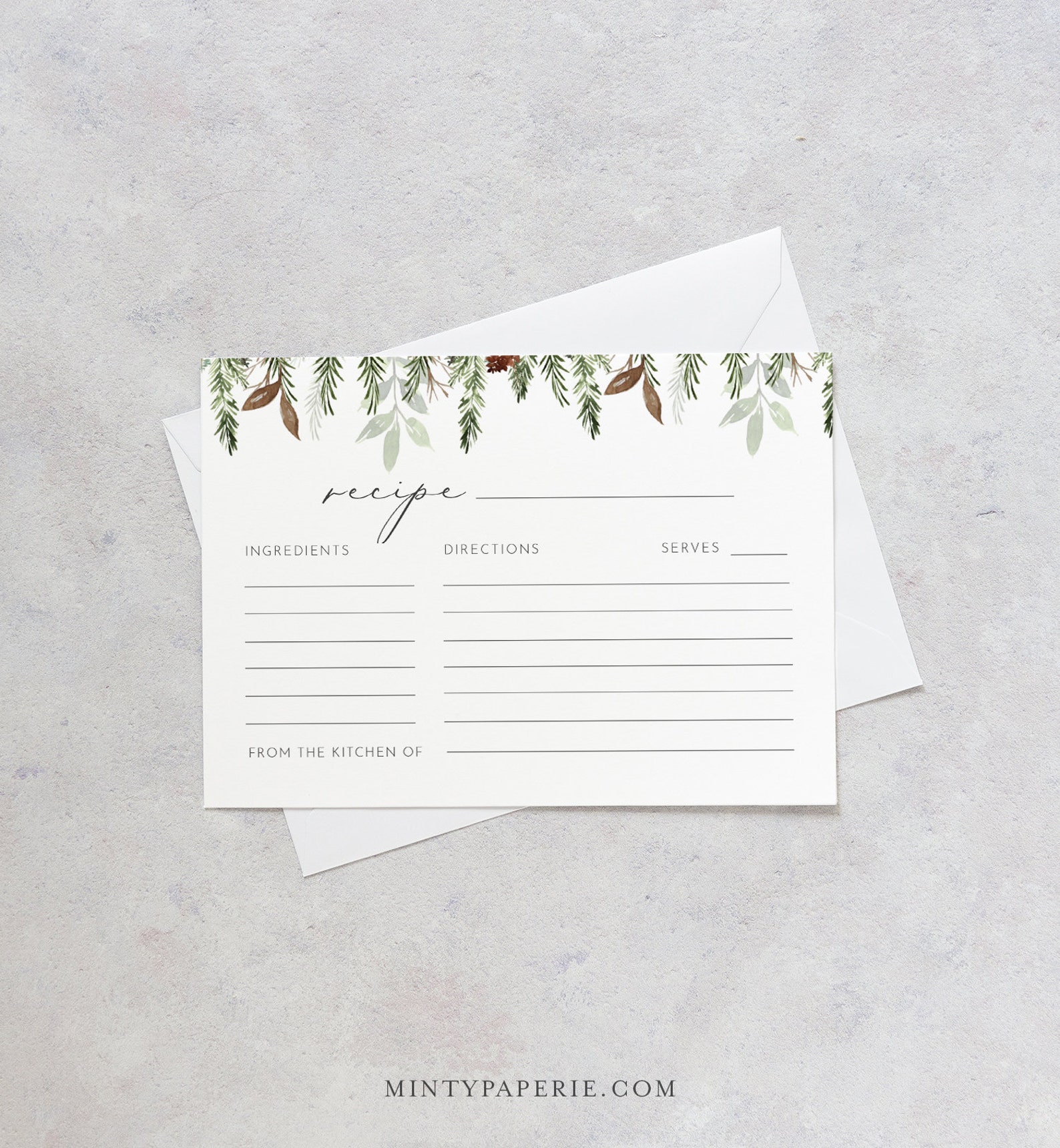 Winter Recipe Card Template Instant Download 100% Editable | Etsy