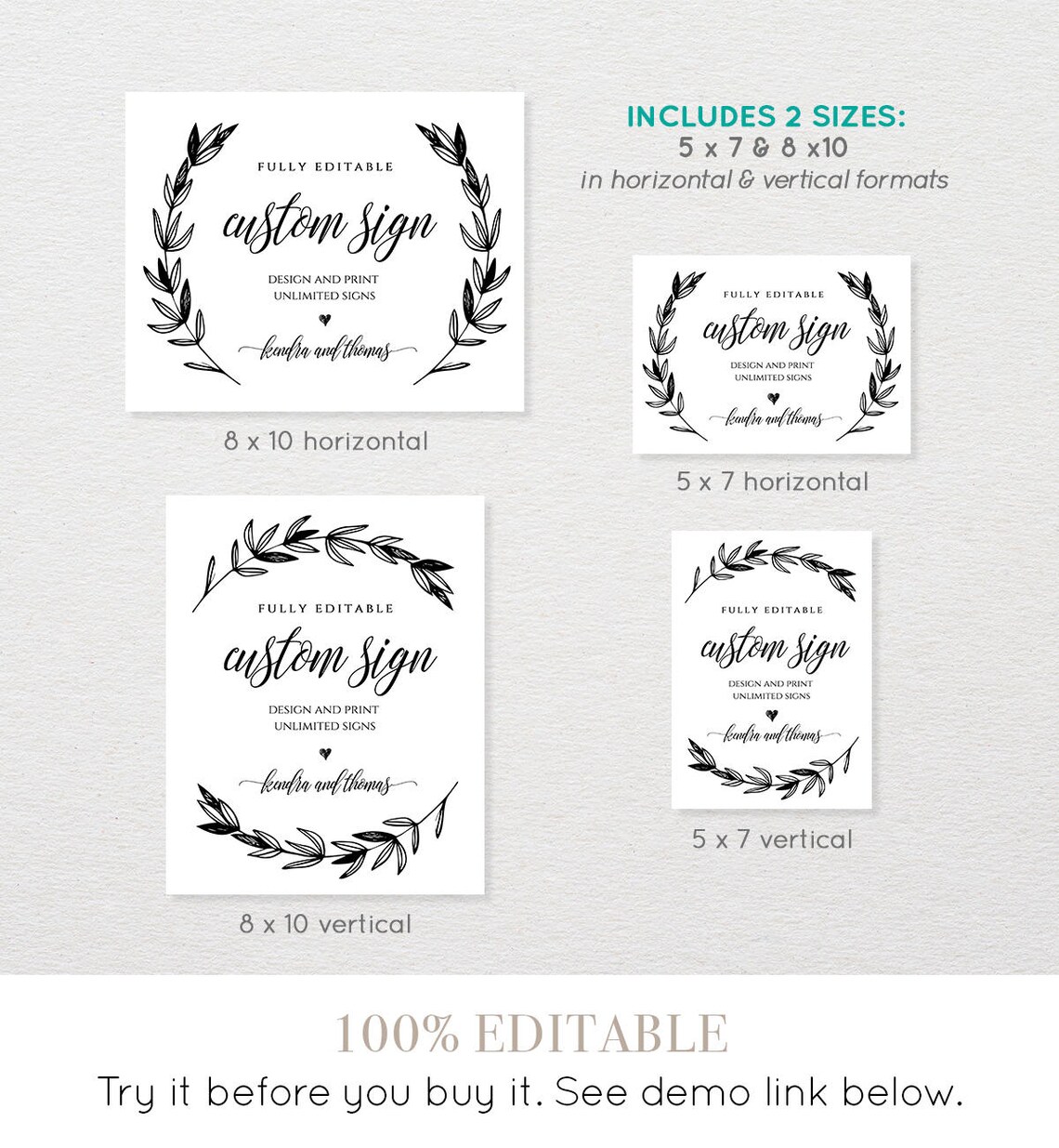 Wedding Sign Template Printable Custom Sign Fully Editable - Etsy