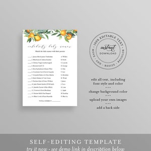 Celebrity Baby Name Game, Printable Baby Shower Game, Baby Name Game ...