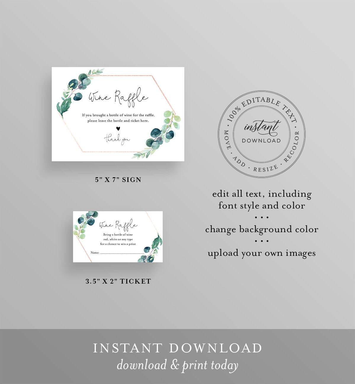 Wine Raffle Printable Bridal Shower Game Wine Raffle Ticket - Etsy