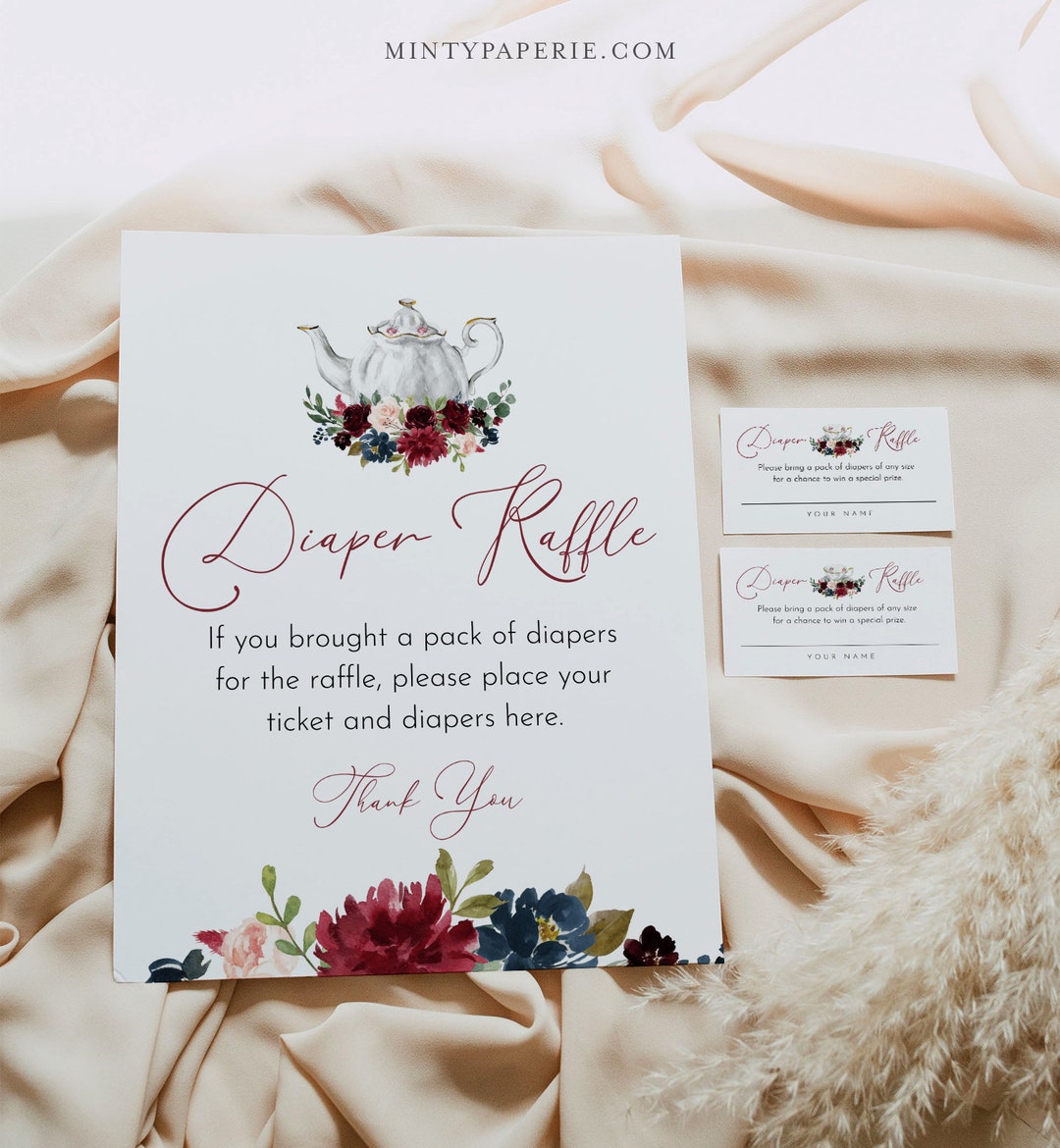 Diaper Raffle Printable, Baby Shower Diaper Raffle Insert and Sign ...