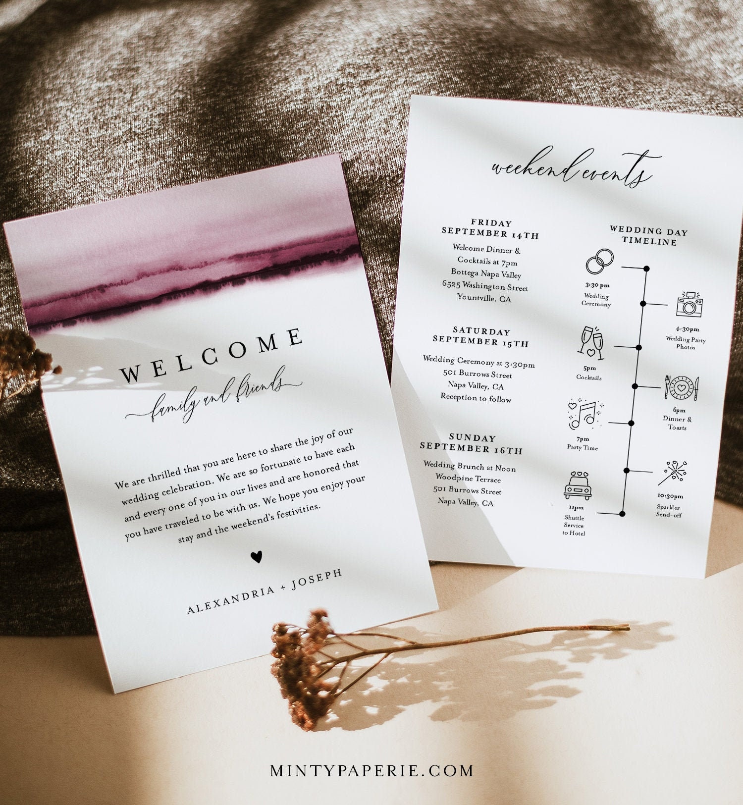 Watercolor Welcome Letter & Timeline Template Minimalist | Etsy