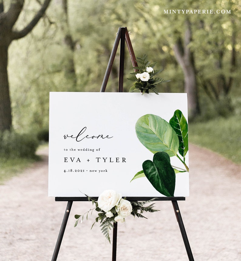 Modern Tropical Welcome Sign Printable Minimalist Wedding or | Etsy